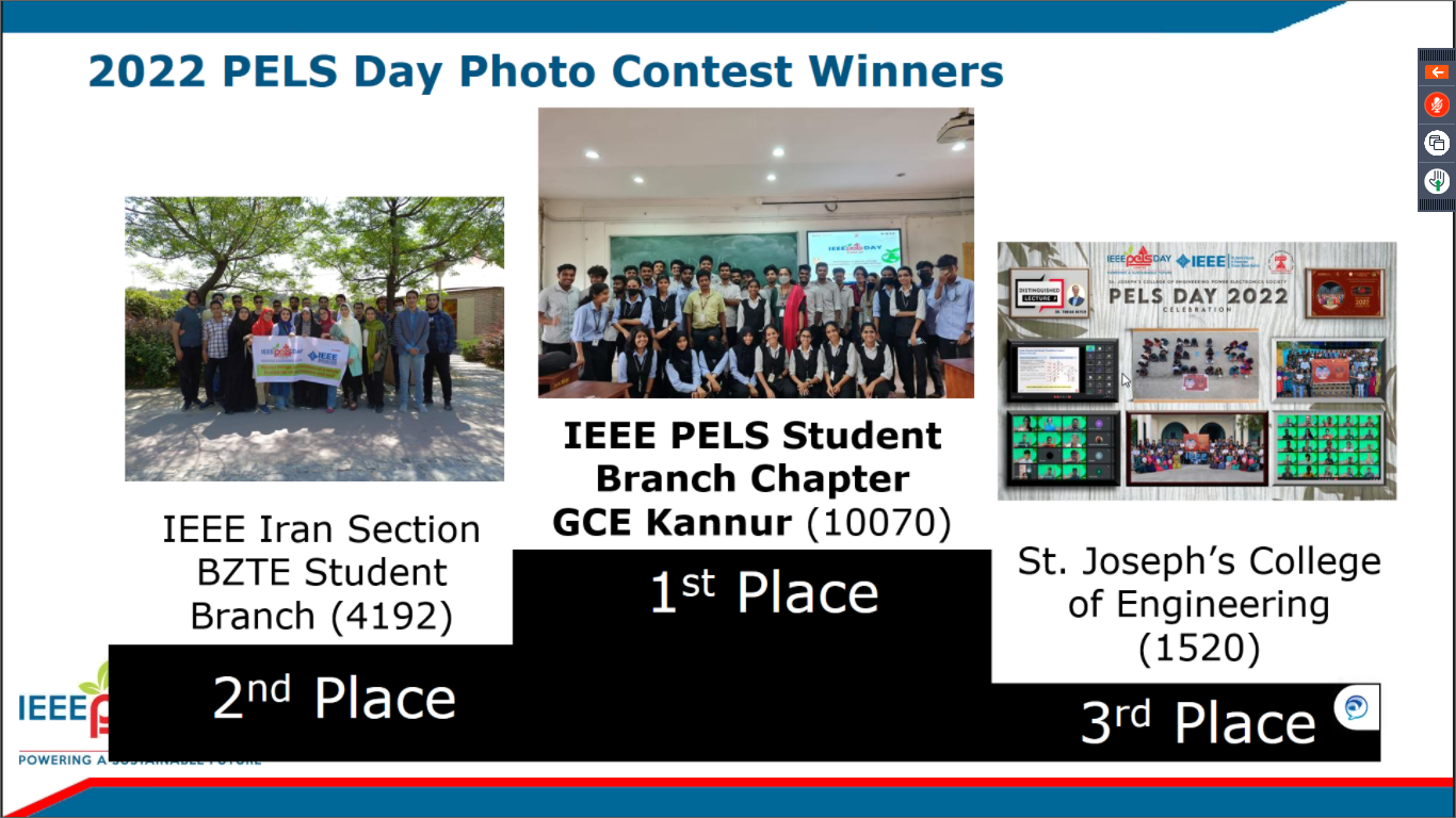 کسب رتبه دوم مسابقه بین المللی IEEE PELS DAY 2022 توسط IEEE Iran ...